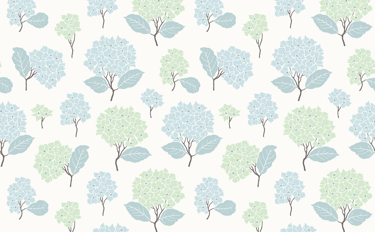 Illustrated pastel hydrangea light floral Wallpaper for Walls | Garden ...
