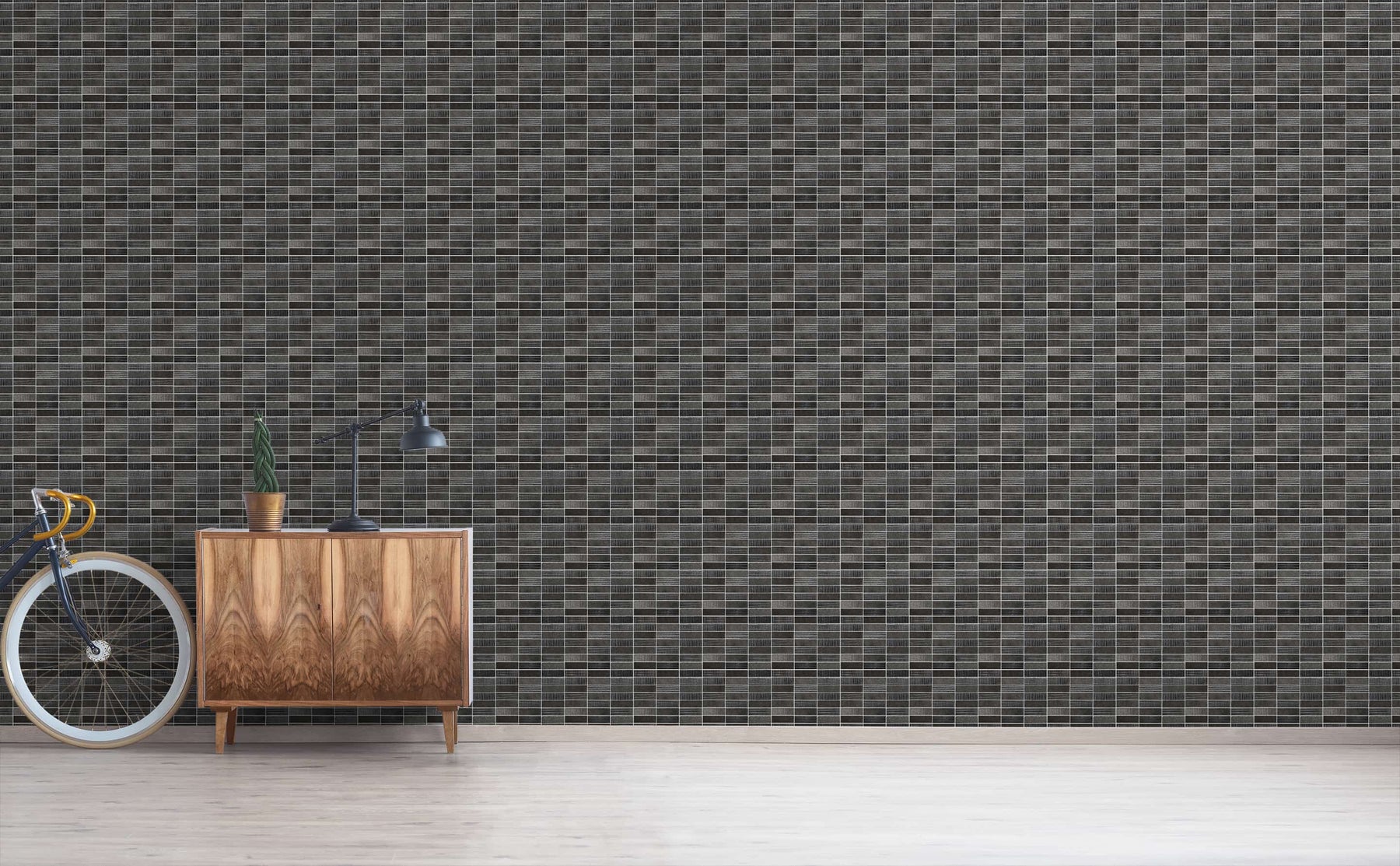 Black grey textured rectangular tile Pattern Wallpaper for Walls ...