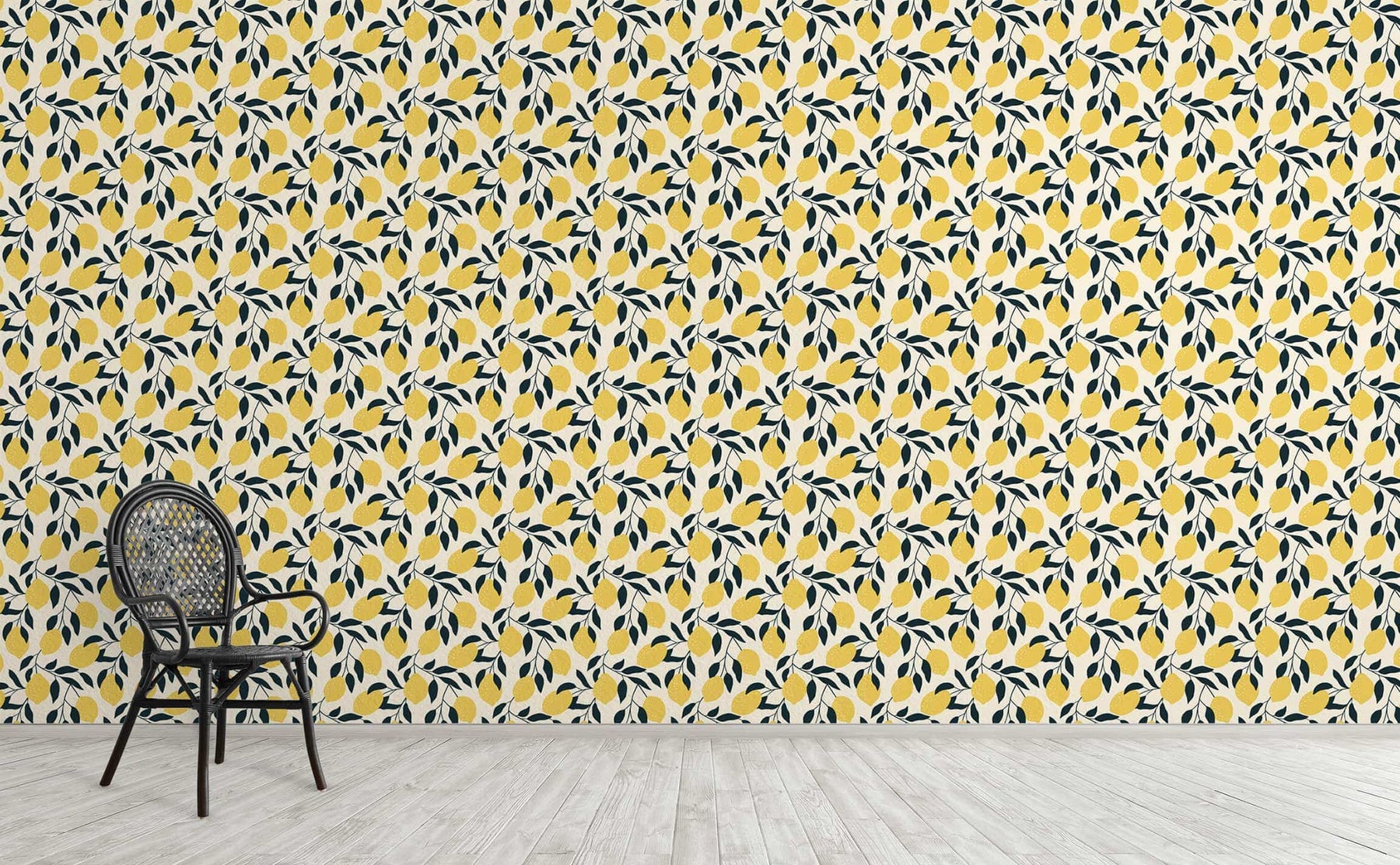 Bright contrasting lemons and leaves Pattern Wallpaper for Walls ...
