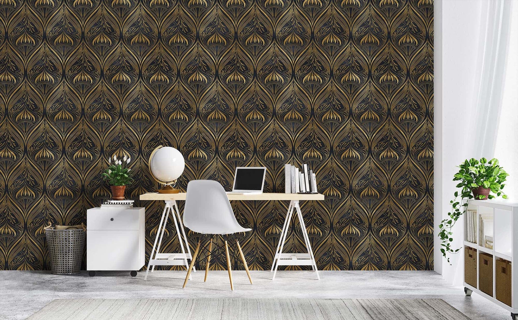 Marbled black and gold leaf art deco Pattern Wallpaper for Walls | Erte ...