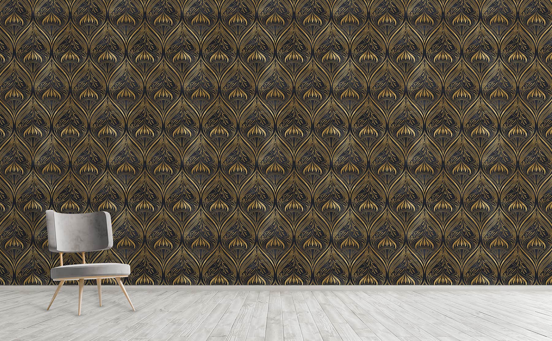 Marbled black and gold leaf art deco Pattern Wallpaper for Walls | Erte ...