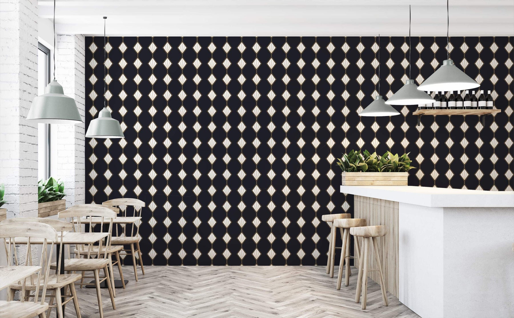 White and gold sunburst diamond art deco Pattern Wallpaper for Walls ...