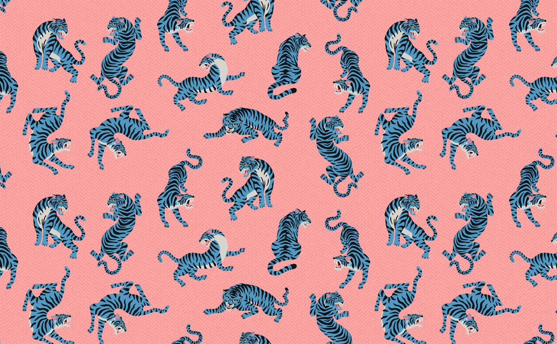Blue and coral bohemian eclectic tiger Pattern Wallpaper for Walls ...