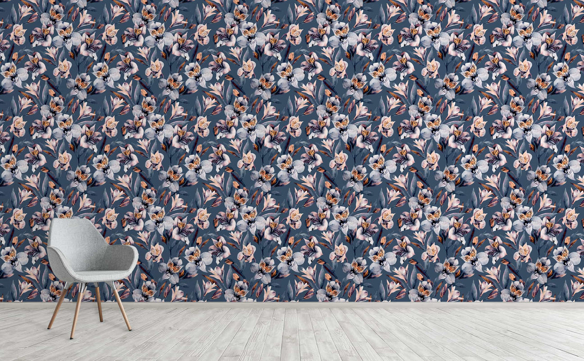 Parisian inspired floral iris watercolor Pattern Wallpaper for Walls ...