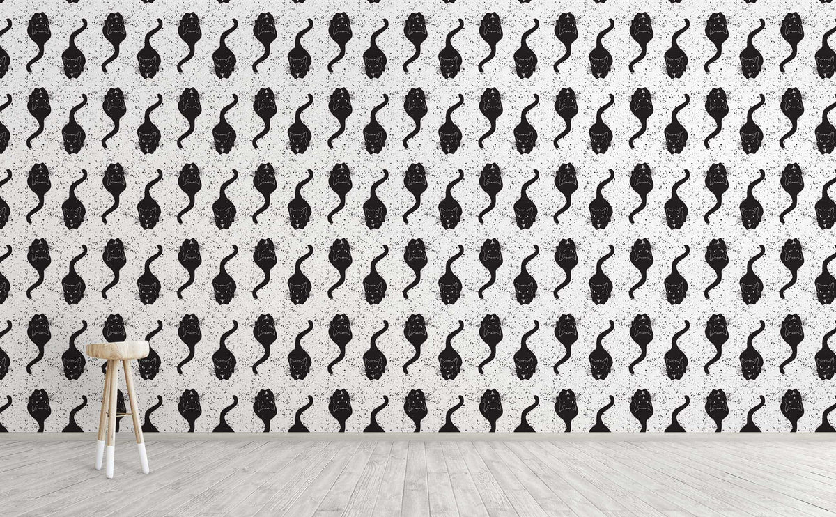 Magic Black cat Block Print seamless Pattern Wallpaper for Walls ...