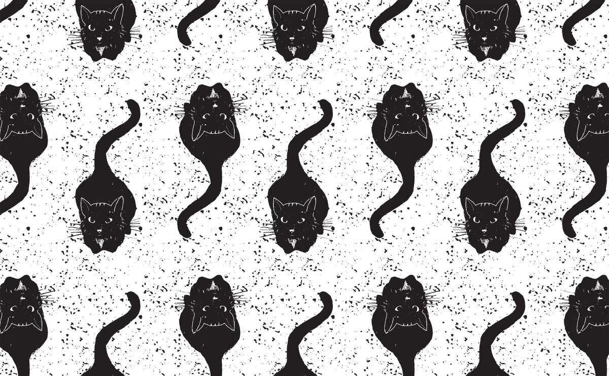 Magic Black cat Block Print seamless Pattern Wallpaper for Walls ...