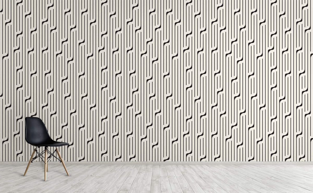 Ivory and black clean line geometric Pattern Wallpaper for Walls ...