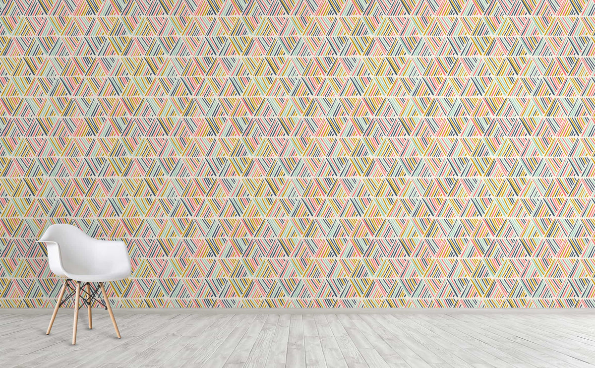 Line-drawn triangular multi-color geometric wallpaper Pattern Wallpaper ...