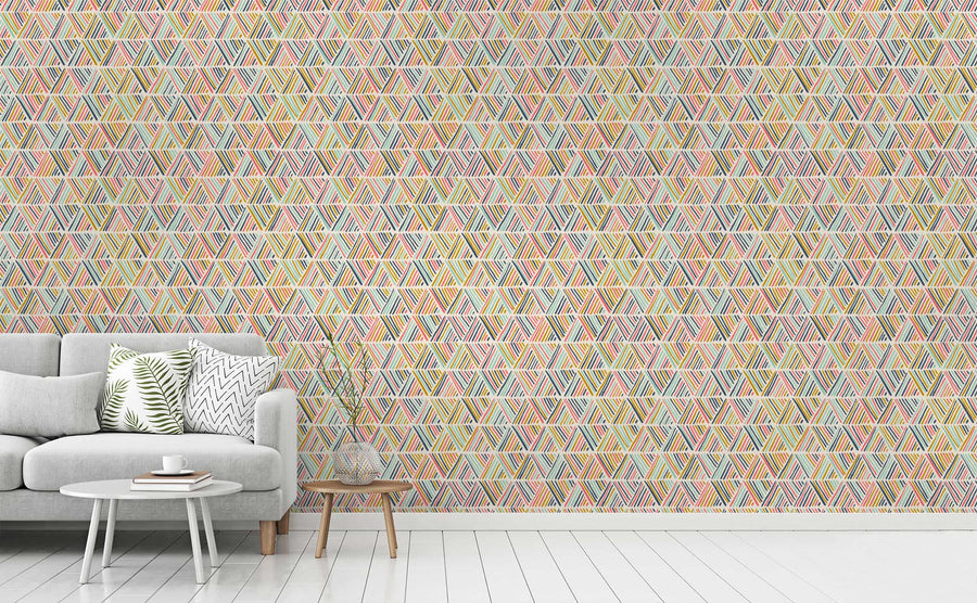 Line-drawn triangular multi-color geometric wallpaper Pattern Wallpaper ...