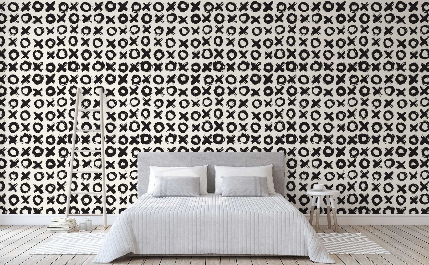 Geometric X and O seamless pattern in cream and black Pattern Wallpaper ...