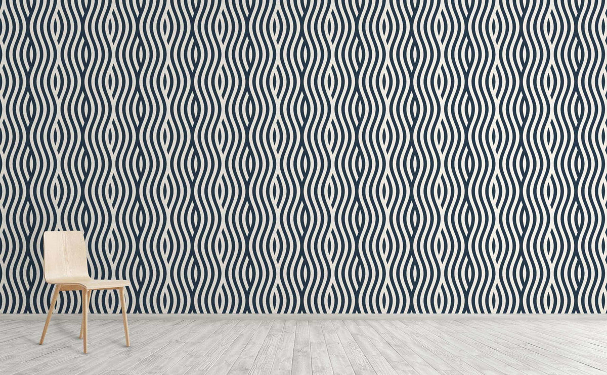 Modern minimalist geometric line wallpaper in taupe and navy Nashville ...
