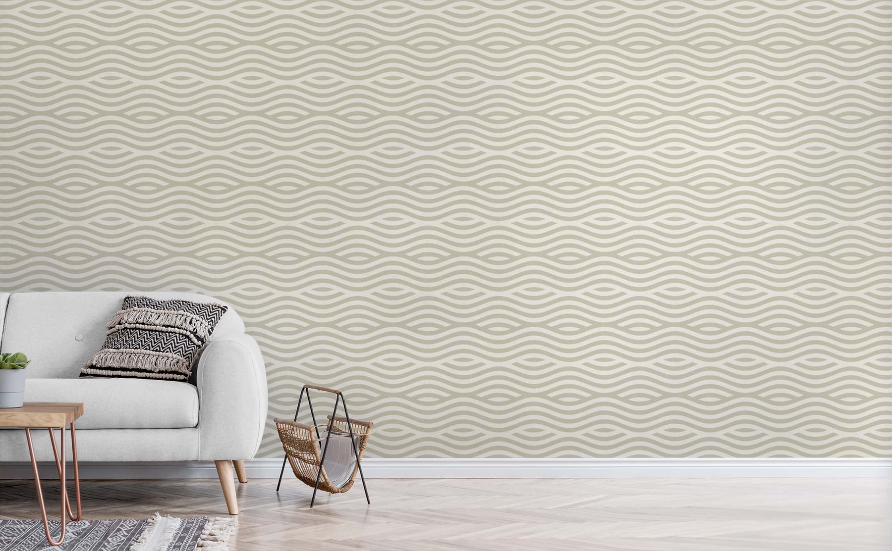Modern minimalist geometric line wallpaper in taupe Nashville Wallpaper ...